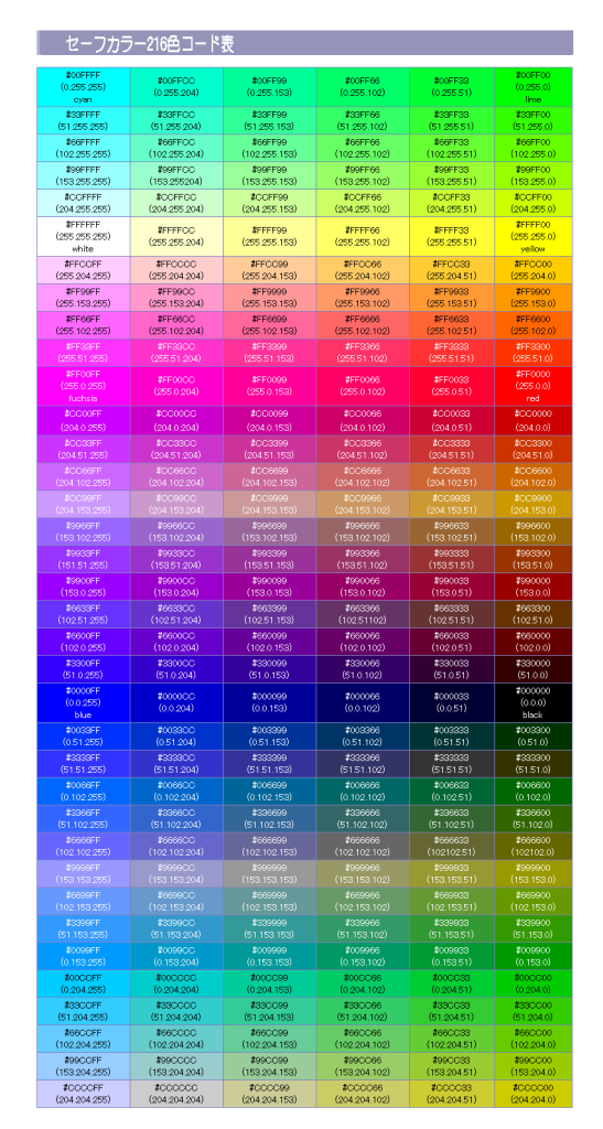 カラーコード表 | Webクロスネット